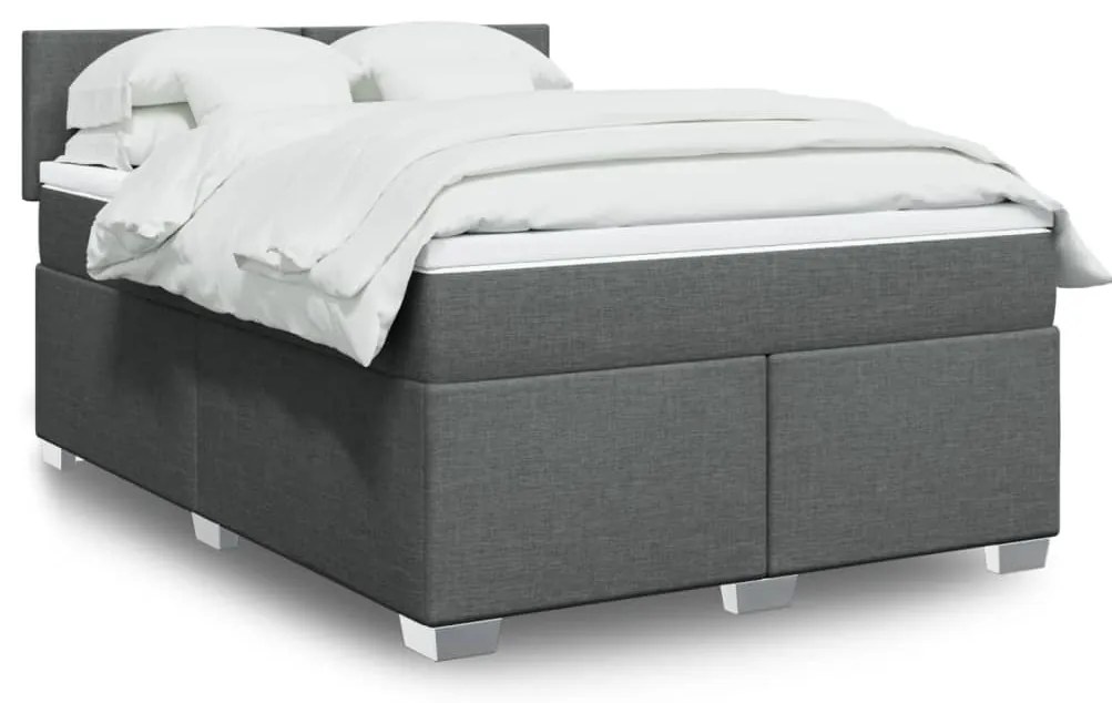 Box spring postel s matrací tmavě šedý 140 x 190 cm textil 3288177