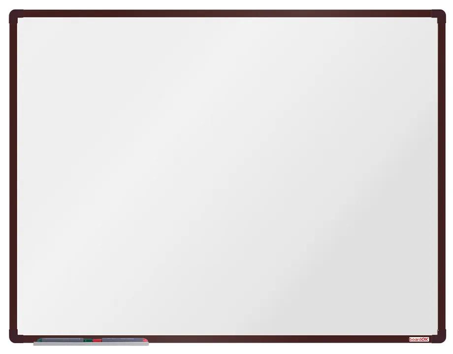 Bílá magnetická popisovací tabule boardOK, 120 x 90 cm, hnědý rám