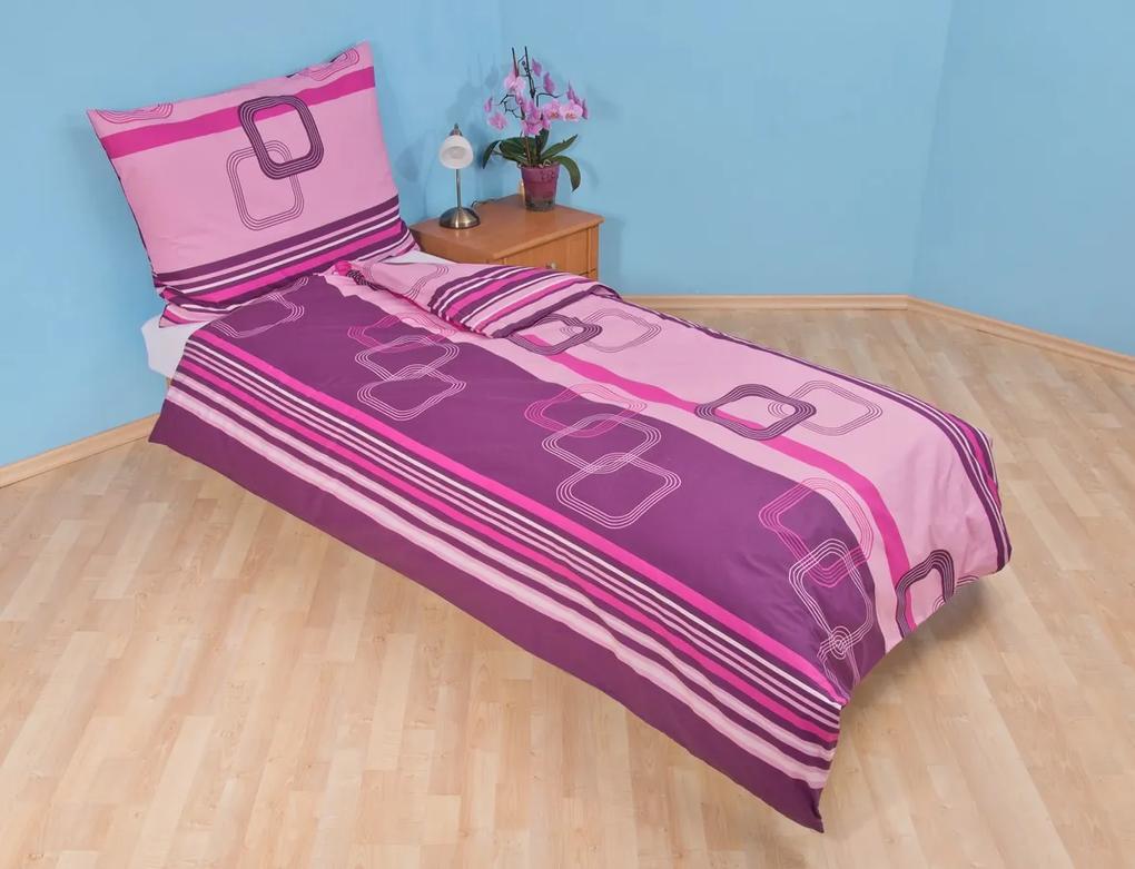 Přehoz přes postel dvojlůžkový Čtverce fialové