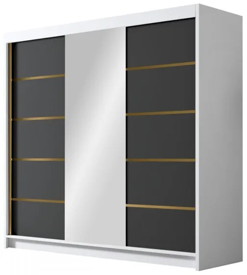 Šatní skříň se zrcadlem Fezzart VI 200, Barva: černá / bílá
