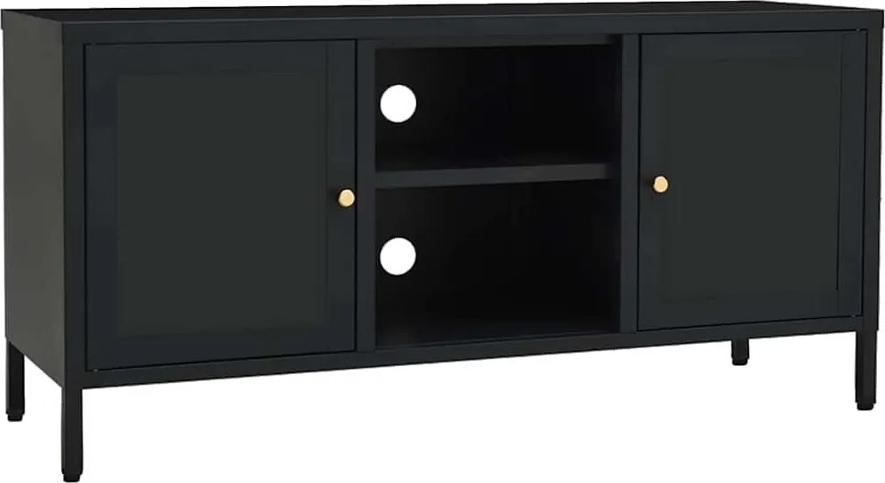 TV stolek černý 105 x 35 x 52 cm ocel a sklo 336058