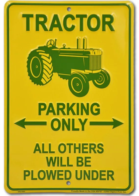 Plechová cedule Tractor Parking only 20 cm x 30 cm