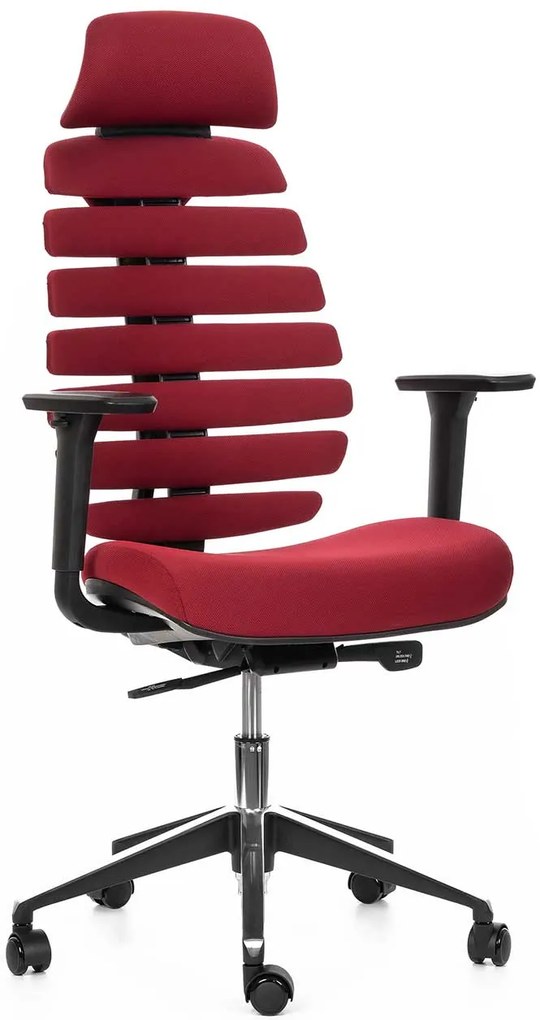 MERCURY kancelářská židle FISH BONES PDH, černý plast, 26-23 vínová, 3D područky