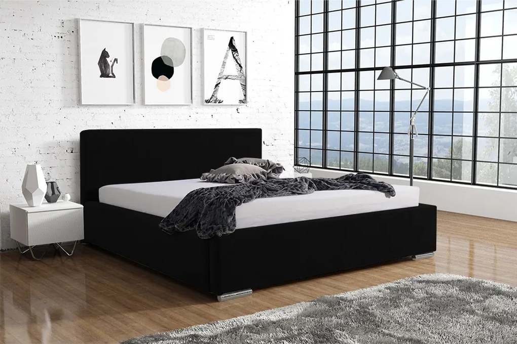 Eka Čalouněná postel Shadow 90x200 cm Barva látky Trinity: (2305) Tmavá béžová, Úložný prostor: S dřevěným rámem úložného prostoru