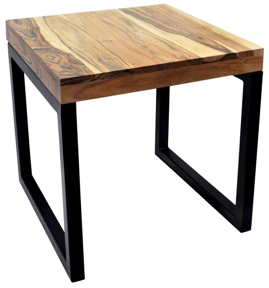 Designový odkládací stolek Factor 45 cm přírodní akácie - černý rám
