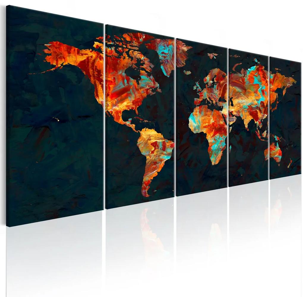 Pětidílná obraz - oranžová mapa (150x60 cm) - Murando DeLuxe
