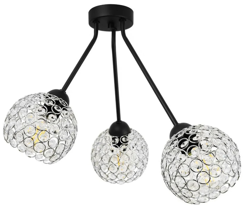 Stropní svítidlo Crystal Trio, 3x stříbrné křišťálové stínítko