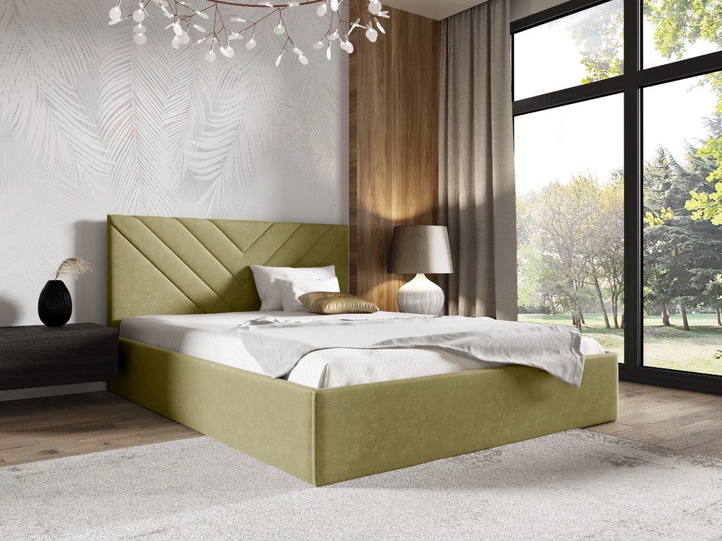 Eka Čalouněná postel LIZA 90x200 cm Barva látky Trinity: (2312) Zelená, Úložný prostor: Bez úložného prostoru