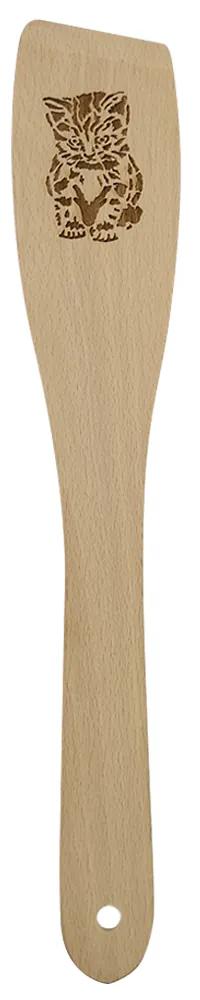 AMADEA Dřevěná obracečka s obrázkem kočky, masivní dřevo, délka 30 cm
