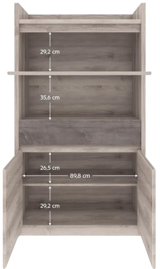 Kondela Vitrína nízká 2D1W1S, kaštan nairobi/onyx, JESI NEW