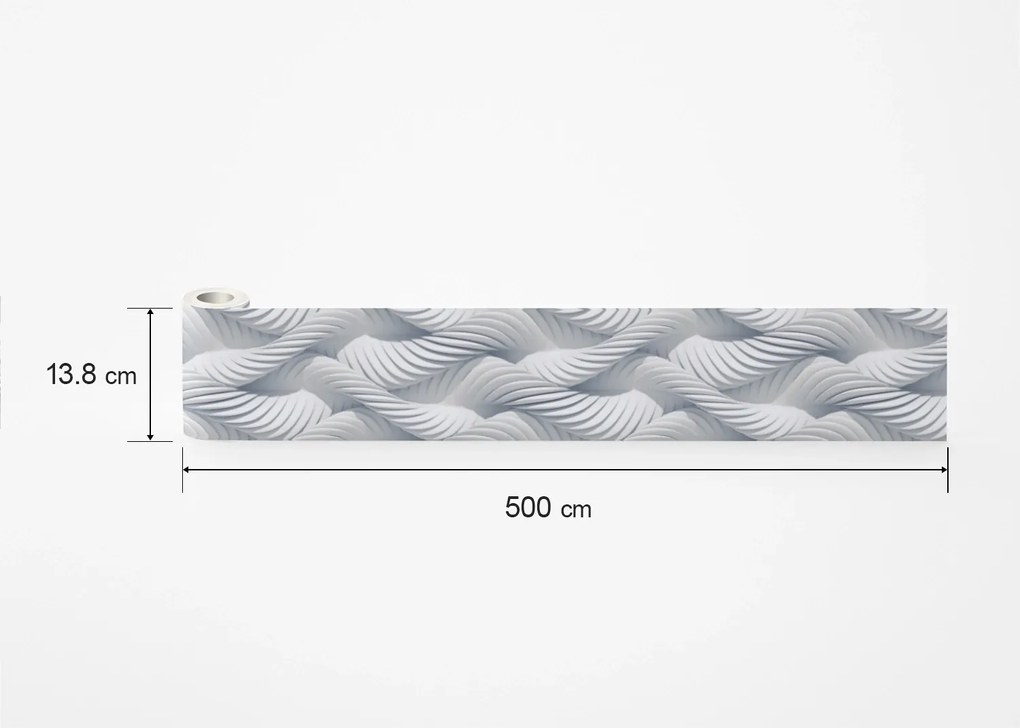 Samolepící bordura na zeď 3D Bílá Pletená Lana | 5 m x 13.8 cm | DWB8228