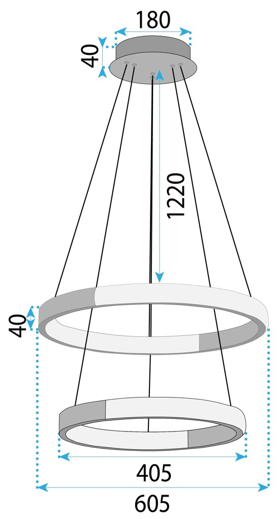 Toolight Toolight, LED závěsné osvětlení, 38W, 3000K, LHJ044-CP2, zlatá, OSW-60027