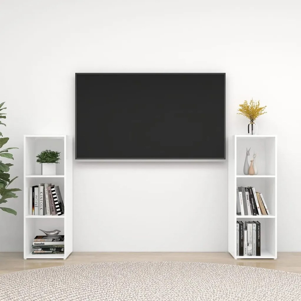TV skříňky 2 ks bílé 107 x 35 x 37 cm dřevotříska 3079907