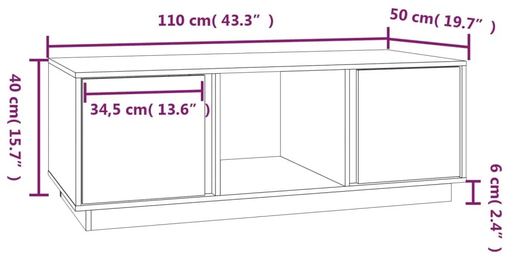 Konferenční stolek 110x50x40 cm masivní borové dřevo - Default Title