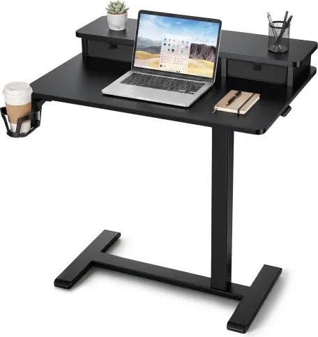 Noční stolek 700 × 500 mm, Stojící vozík s 2vrstvou deskou VEVOR
