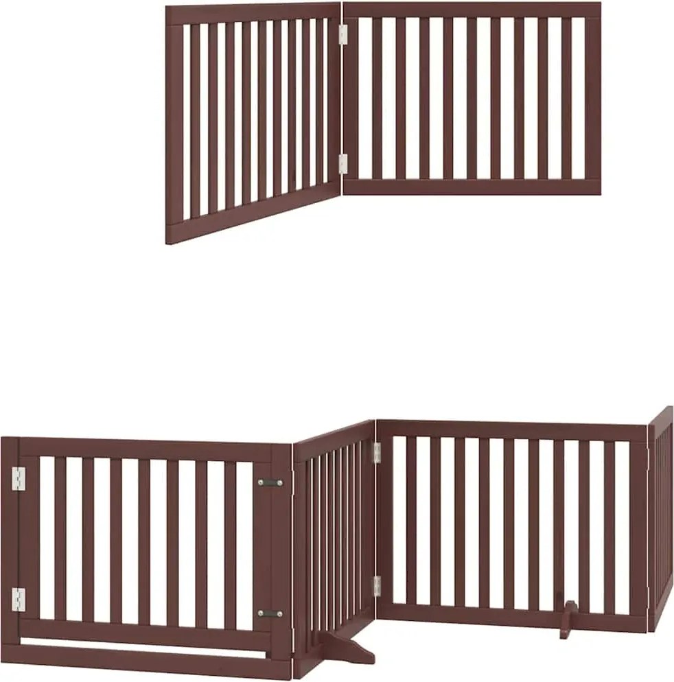 Zábrana pro psy s dvířky skládací 10 panelů hnědá 800 cm topol 3155691