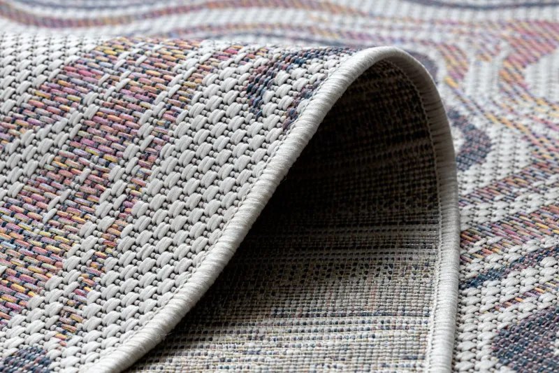Dywany Łuszczów, Kusový koberec Sion Sisal Waves 2836 ecru/blue/pink – na ven i na doma, 160x220, vícebarevná, chodba / předsíň