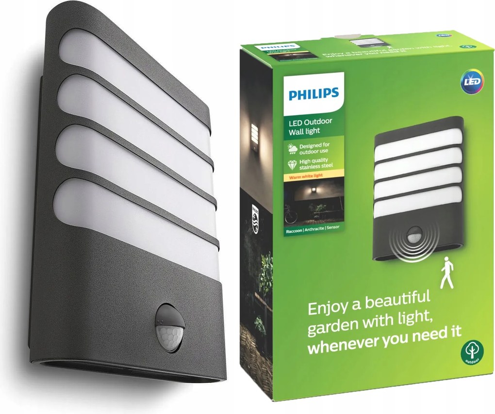 Zahradní nástěnné Led svítidlo Venkovní fasádní lampa 3W Senzor Pohybu Philips