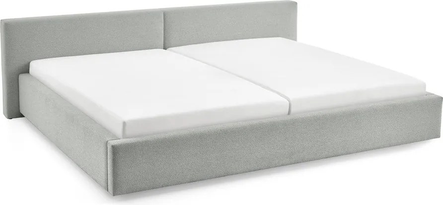 Světle šedá čalouněná dvoulůžková postel s úložným prostorem s roštem 200x240 cm Cube – Meise Möbel