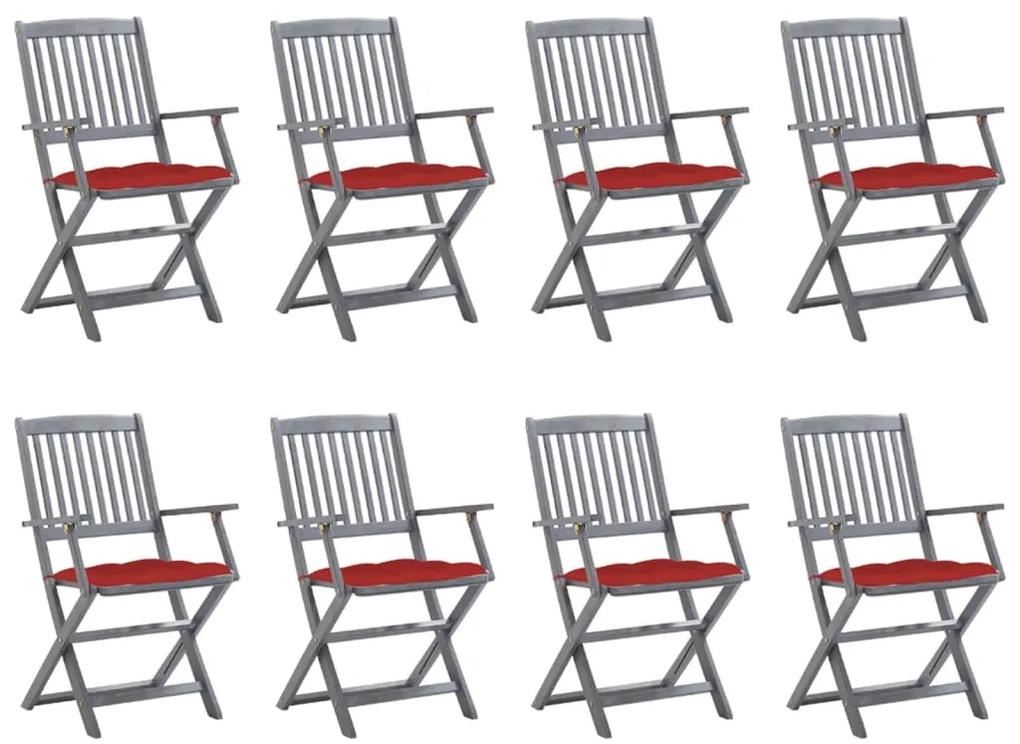 Skládací zahradní židle s poduškami 8 ks masivní akácie,  3078283