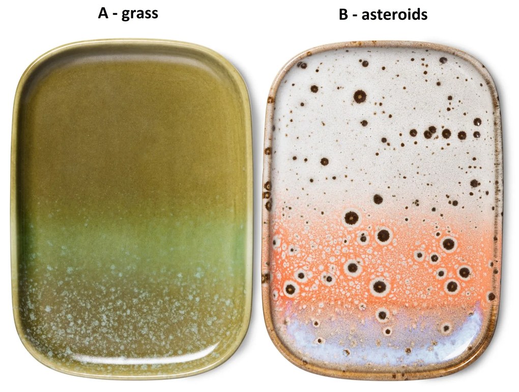 HK living Keramický tácek 70's Ceramics Atlas A - grass, multi barva