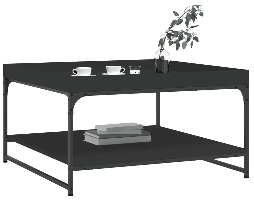 Konferenční stolek černý 80x80x45 cm kompozitní dřevo a železo - Default Title