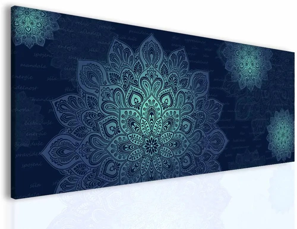 Mandala modrý obraz (150x60 cm) - InSmile ®