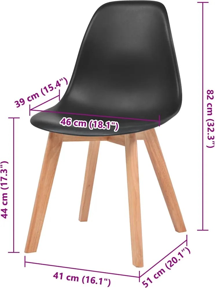 Jídelní židle 4 ks černé plast 244778