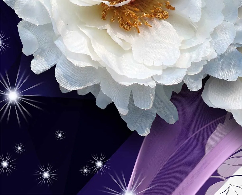 Obraz fialová abstrakce s květy Velikost (šířka x výška): 75x45 cm