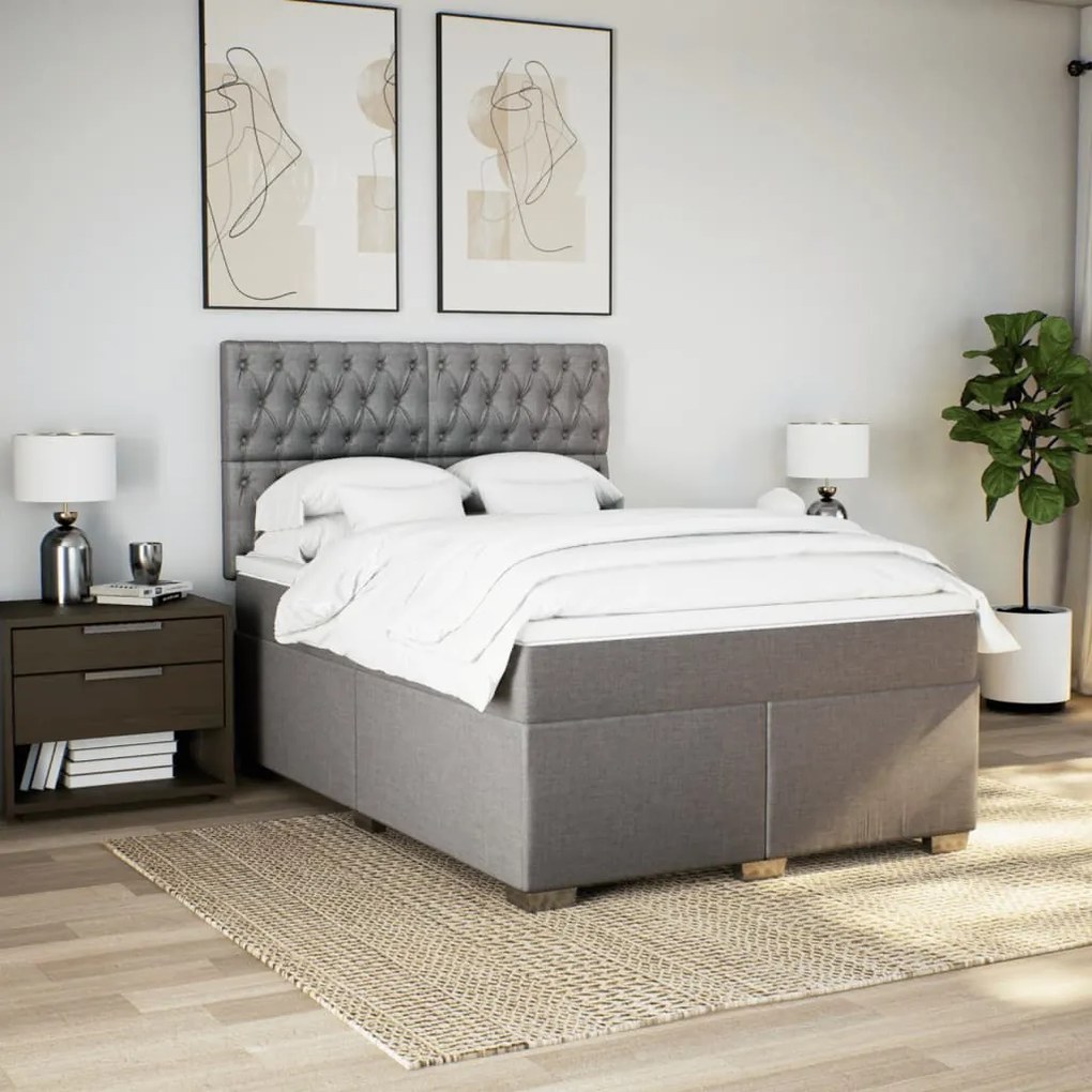 Box spring postel s matrací taupe 160x200 cm textil 3292850