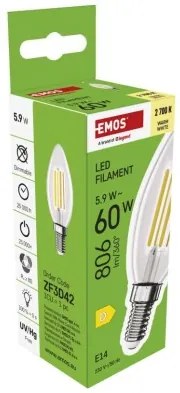Emos lighting LED žárovka Filament svíčka / E14 / 5,9 W (60 W) / 806 lm / teplá bílá 1525731250