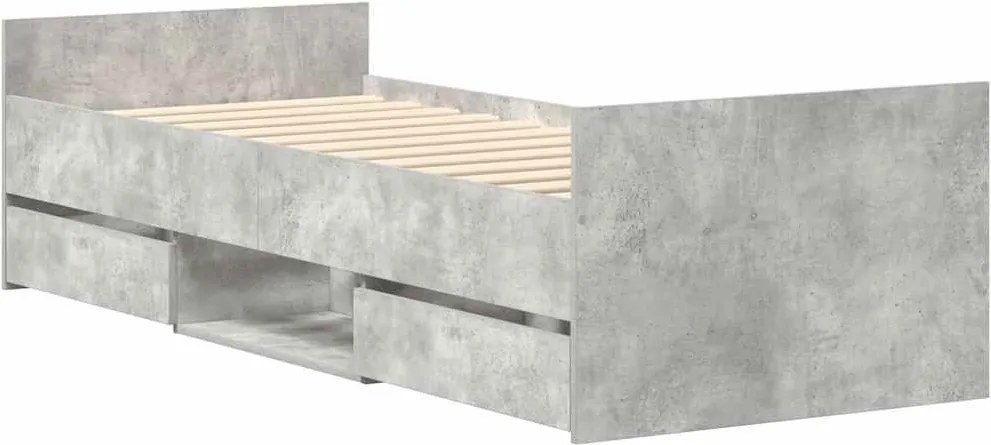 Rám postele s hlavovým a nožním čelem betonově šedý 100x200 cm 3203799