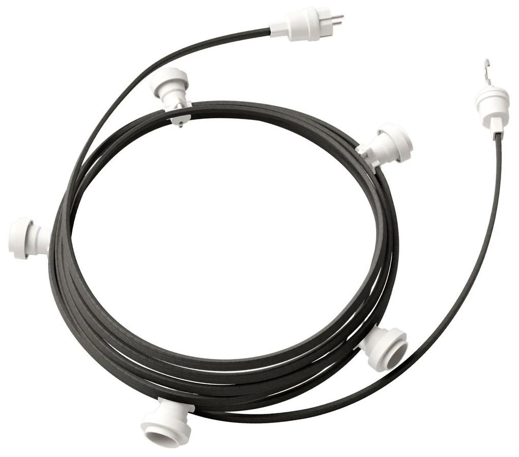creative cables Hotový světelný řetěz LUMET 7,5 m je sestavený z 5 bílých objímek, háčku a zástrčky Barva kabelu: Černá-whisky - CZ22