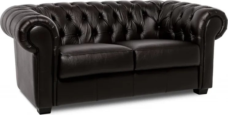Kožená pohovka CHESTERFIELD - 2P, šedá (Rimini)