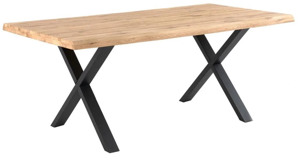 Dubový jídelní stůl Somcasa Corine 140 x 90 cm s černou podnoží