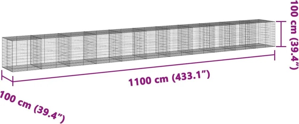 Gabionový koš s víkem 1 100 x 100 x 100 cm pozinkované železo 3295210