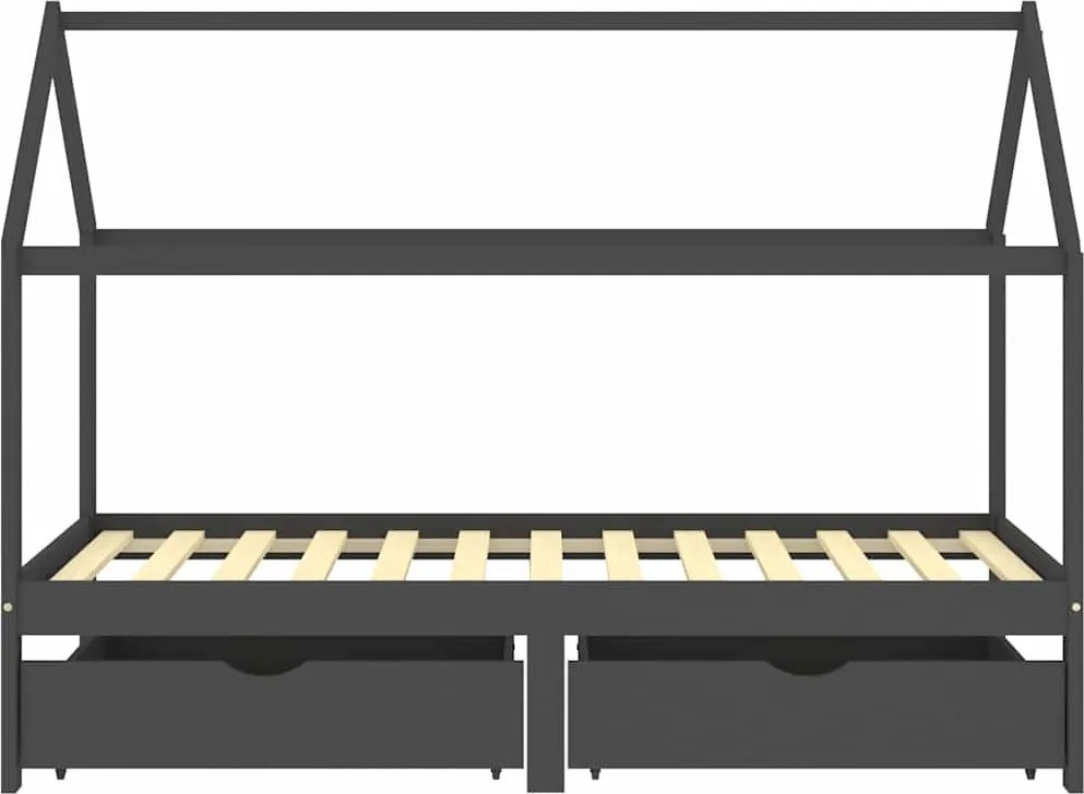 Rám dětské postele se zásuvkami tmavě šedý borovice 90 x 200 cm 322144