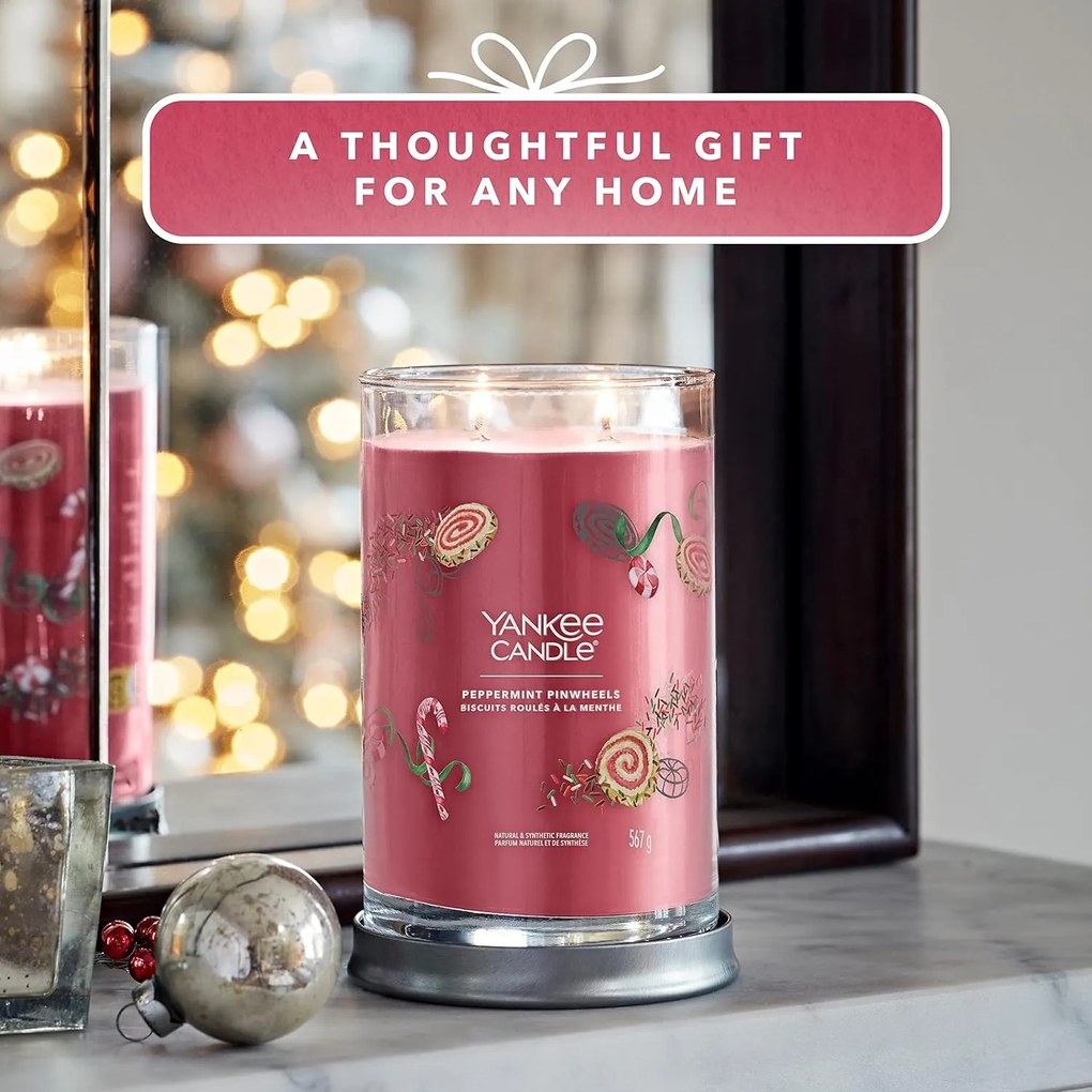 Yankee Candle vonná svíčka Signature Tumbler ve skle velká Peppermint Pinwheels 567g