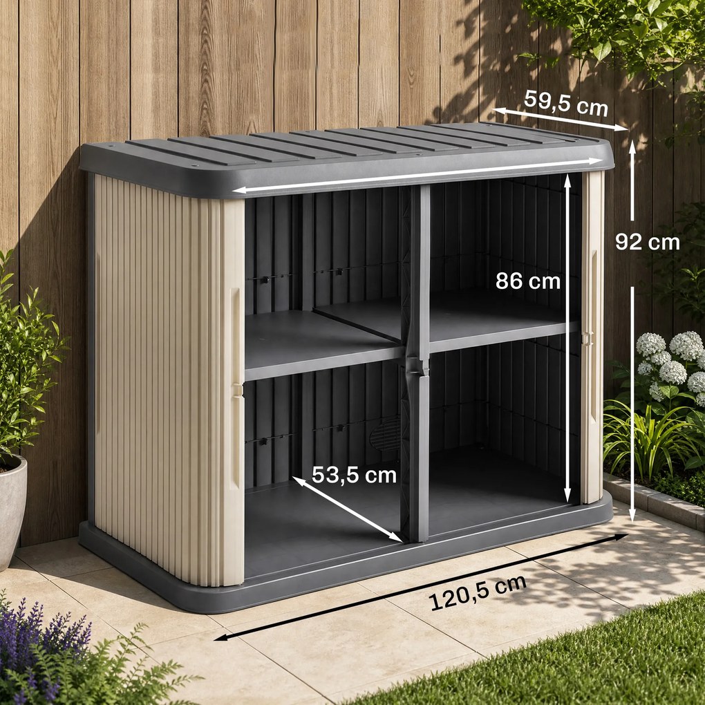 Outsunny Zahradní úložný box 480 l s posuvnými dveřmi