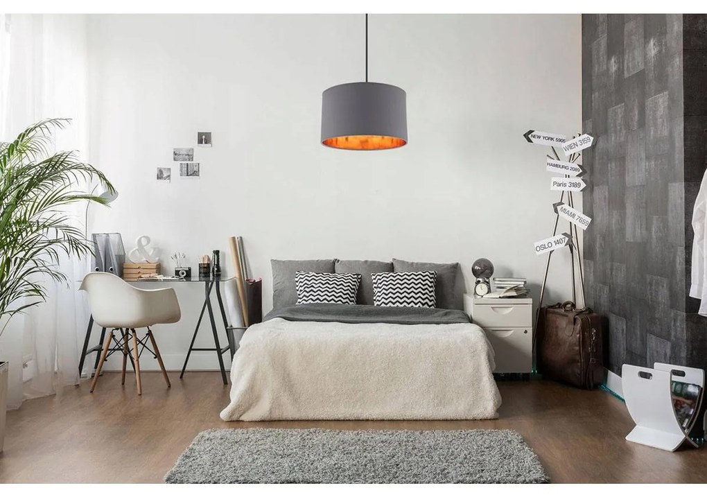 Závěsné svítidlo Shade, 1x textilní stínítko (výběr ze 6 barev), (výběr ze 3 barev konstrukce), (fi 35cm), g