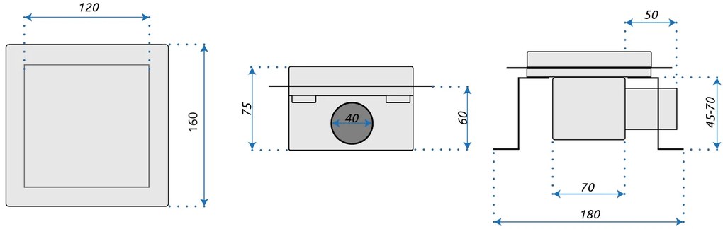 Podlahová vpust REA LINE 12x12 cm, nikl kartáčovaný