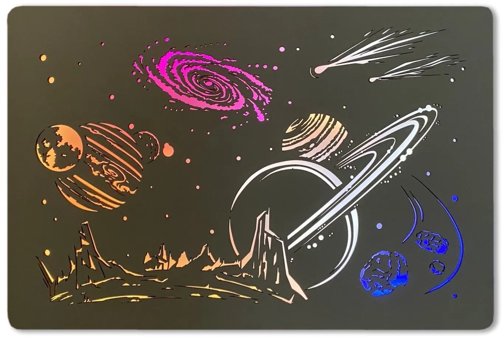 Li-Go "Vesmír" světelný obraz RGB s baterií 90x60cm provedení povrchu: dub světlý