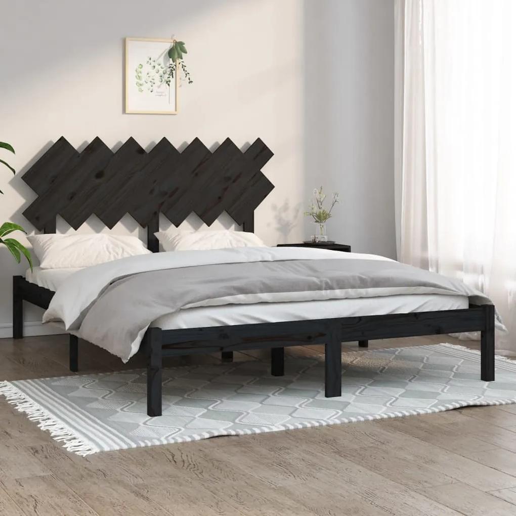 Rám postele černý 140 x 190 cm masivní dřevo,  3104852