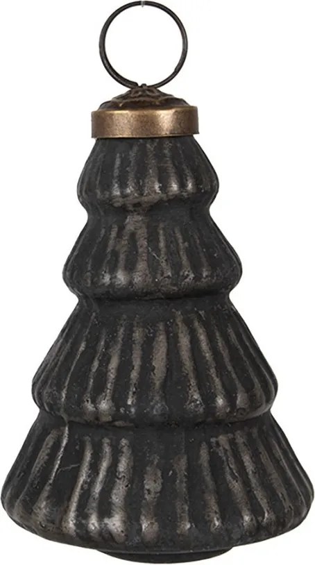 Granitová antik skleněná vánoční ozdoba stromek Noirre - 6*9 cm