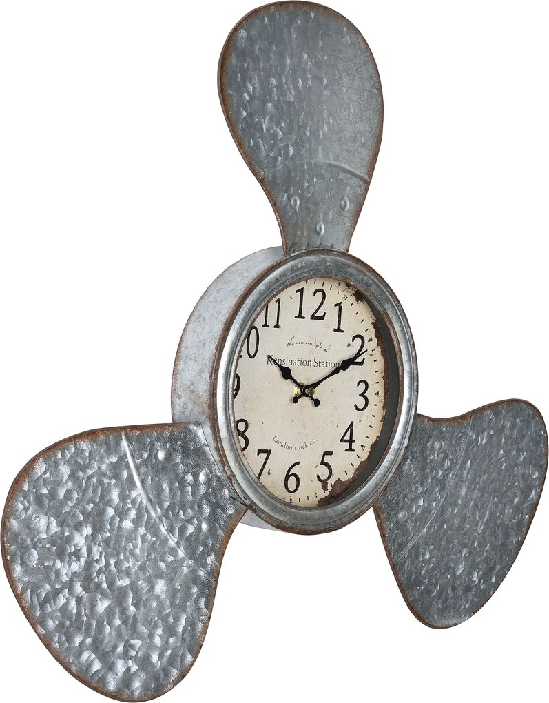 [en.casa]® Nástěnné hodiny ve tvaru lodní skrutky - 61 x 7 x 56 cm - barevné - sklo