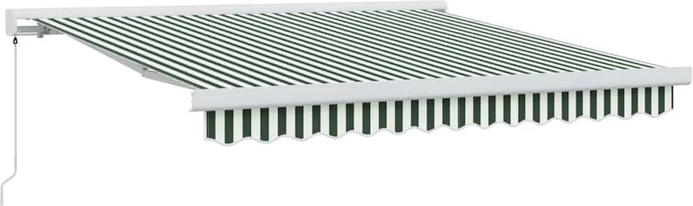 Stahovací markýza Zelená a bílá 300 x 250 cm Plátno a hliník 3330189