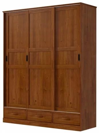 Šatní skříň s posuvnými dveřmi masiv borovice hnědá, 3dveřová, ONIX 207282H