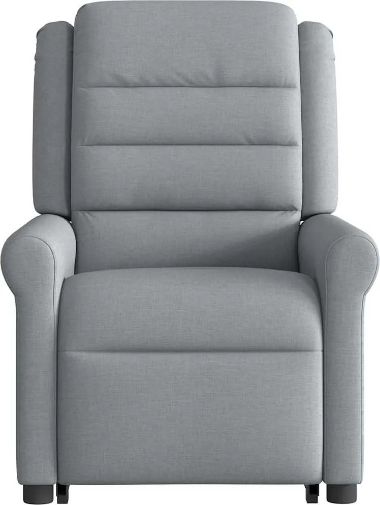 Zvedací masážní polohovací křeslo světle šedé textil 3303324