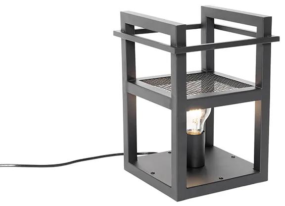 Industriální stolní lampa černá - Cage Rack