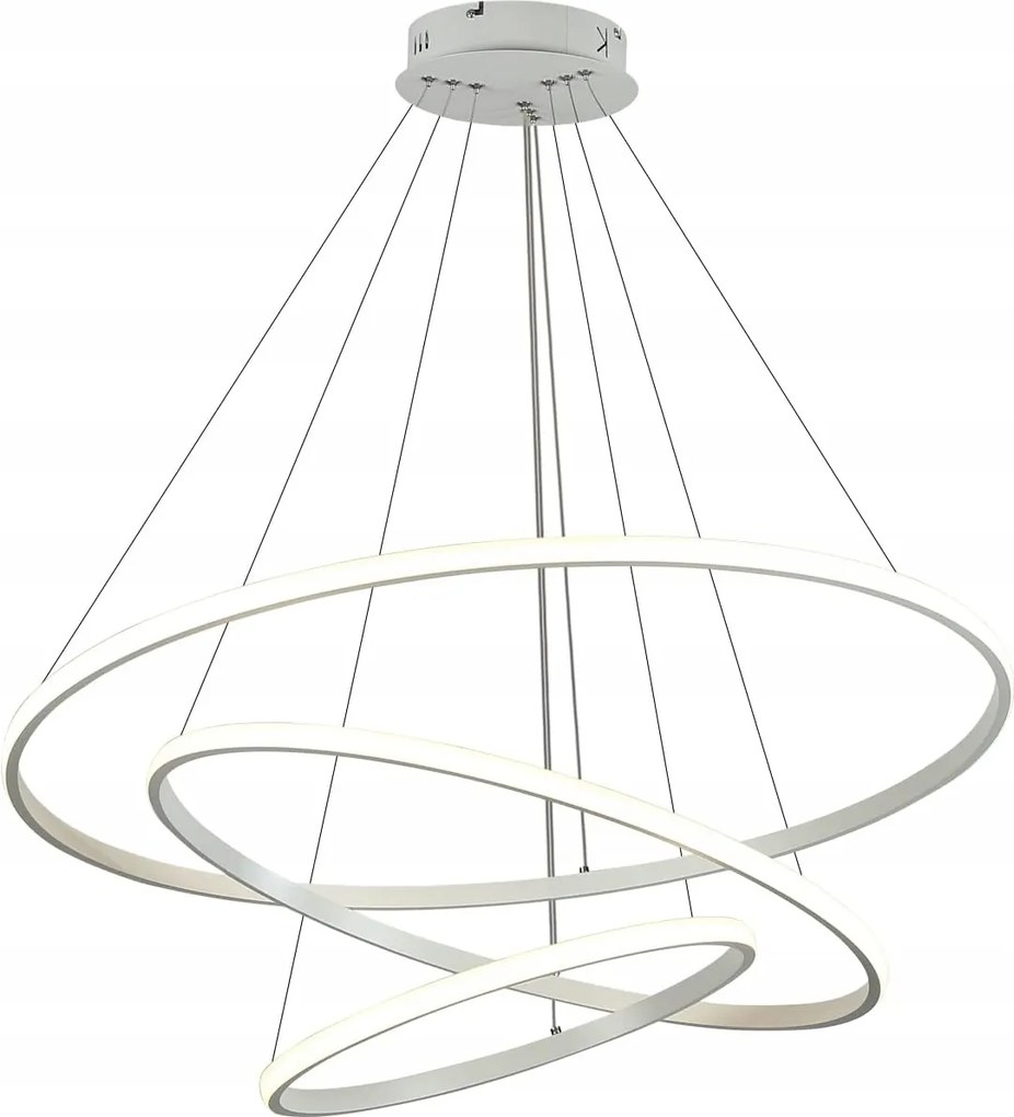 Moderní závěsná akrylová lampa 3 kroužky 40 60 80 cm, bílá Minifair